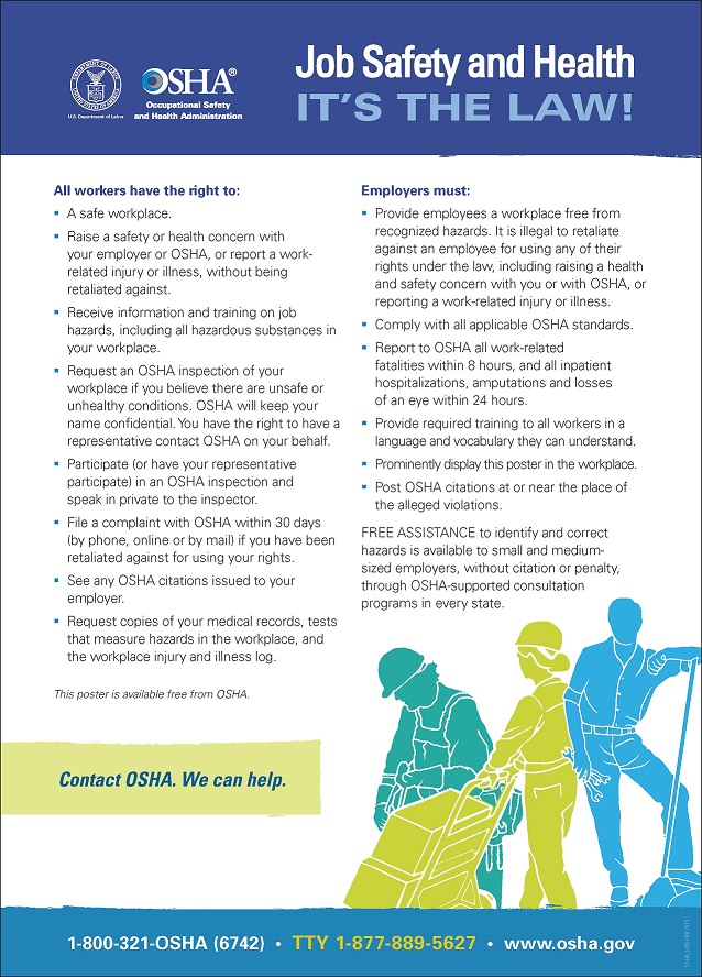 OSHA Unveils New 'It's The Law' Poster