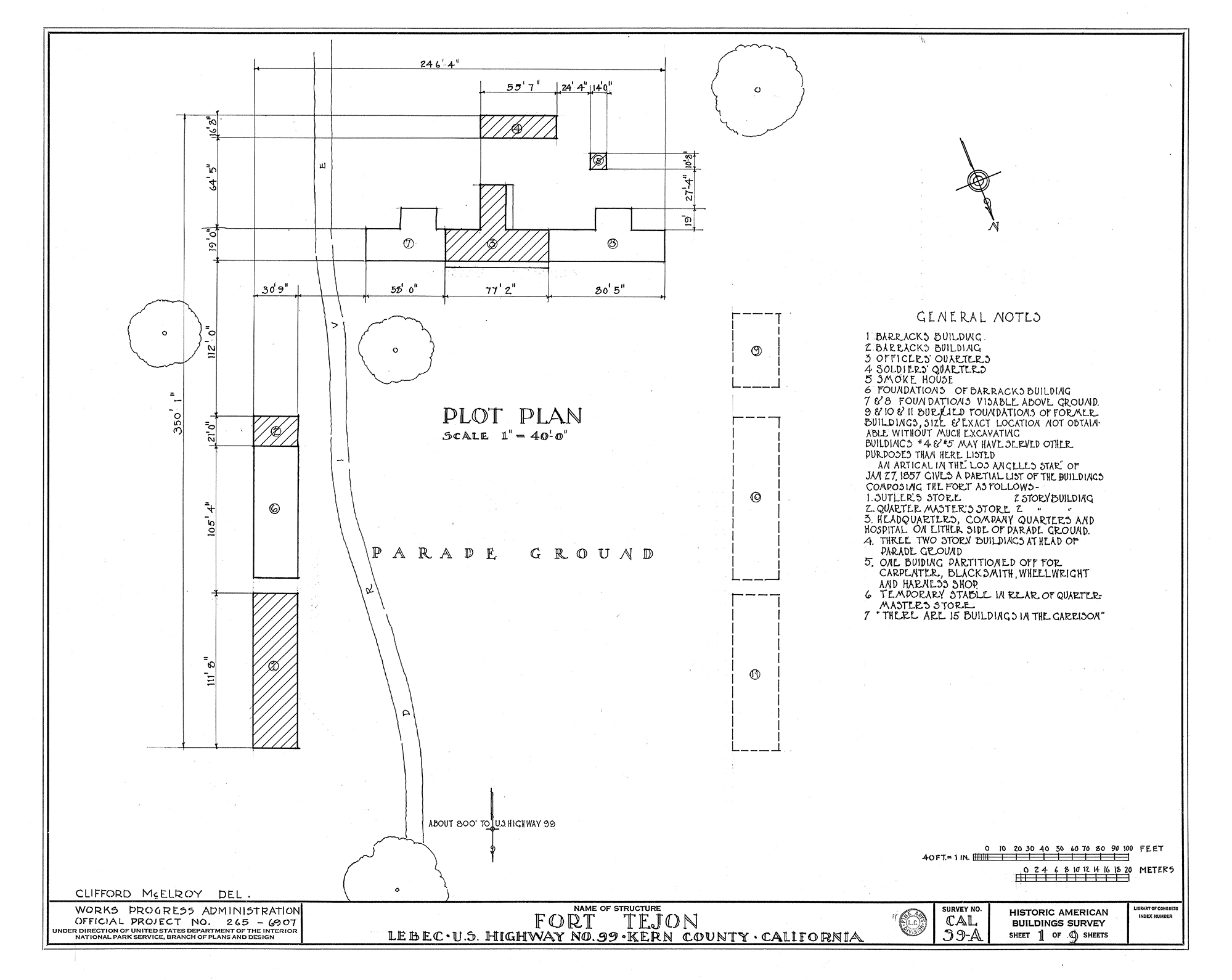 Fort Tejon, Historic American Buildings Survey (1937)