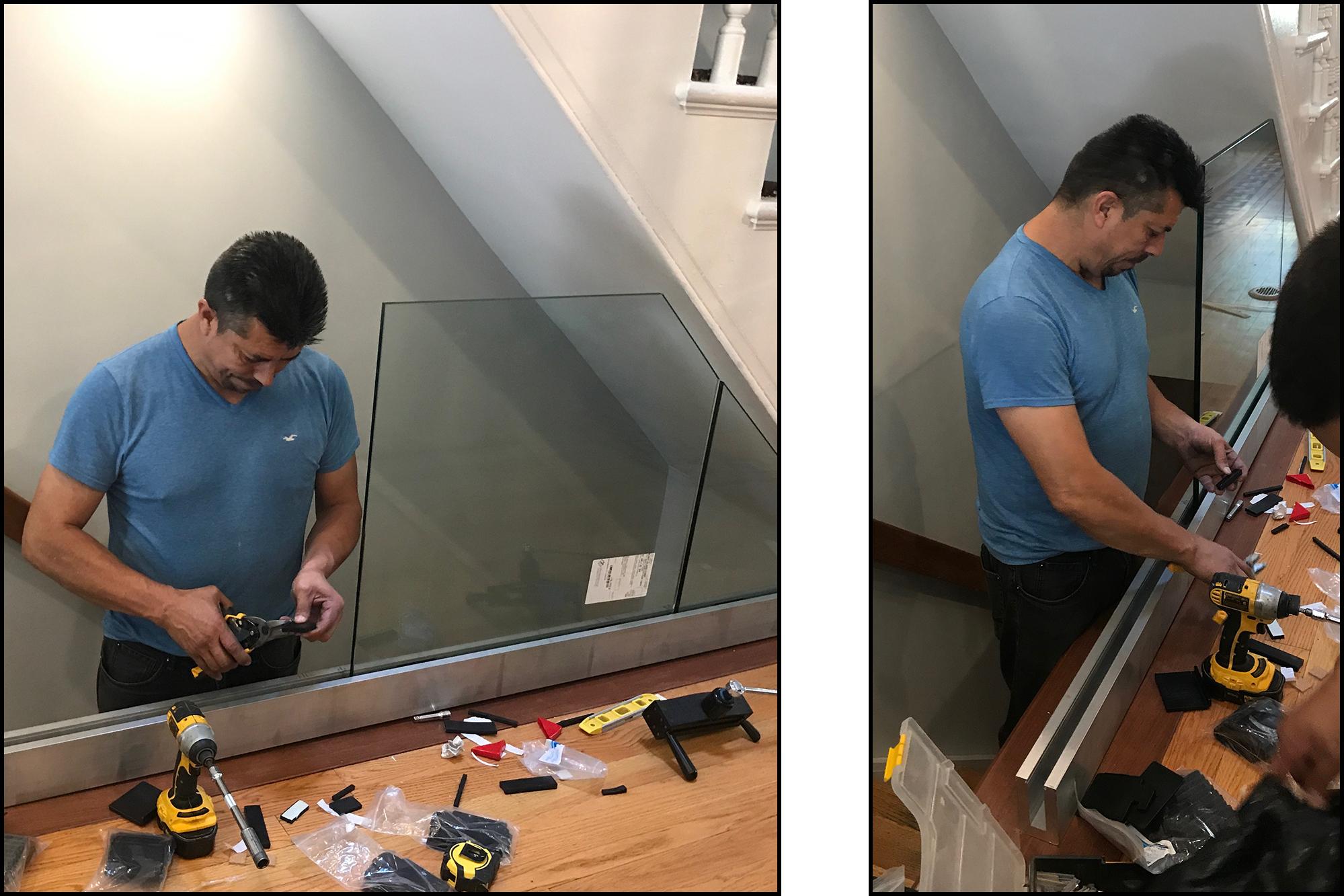 A Frameless Glass Guard Opens Up a Narrow Room