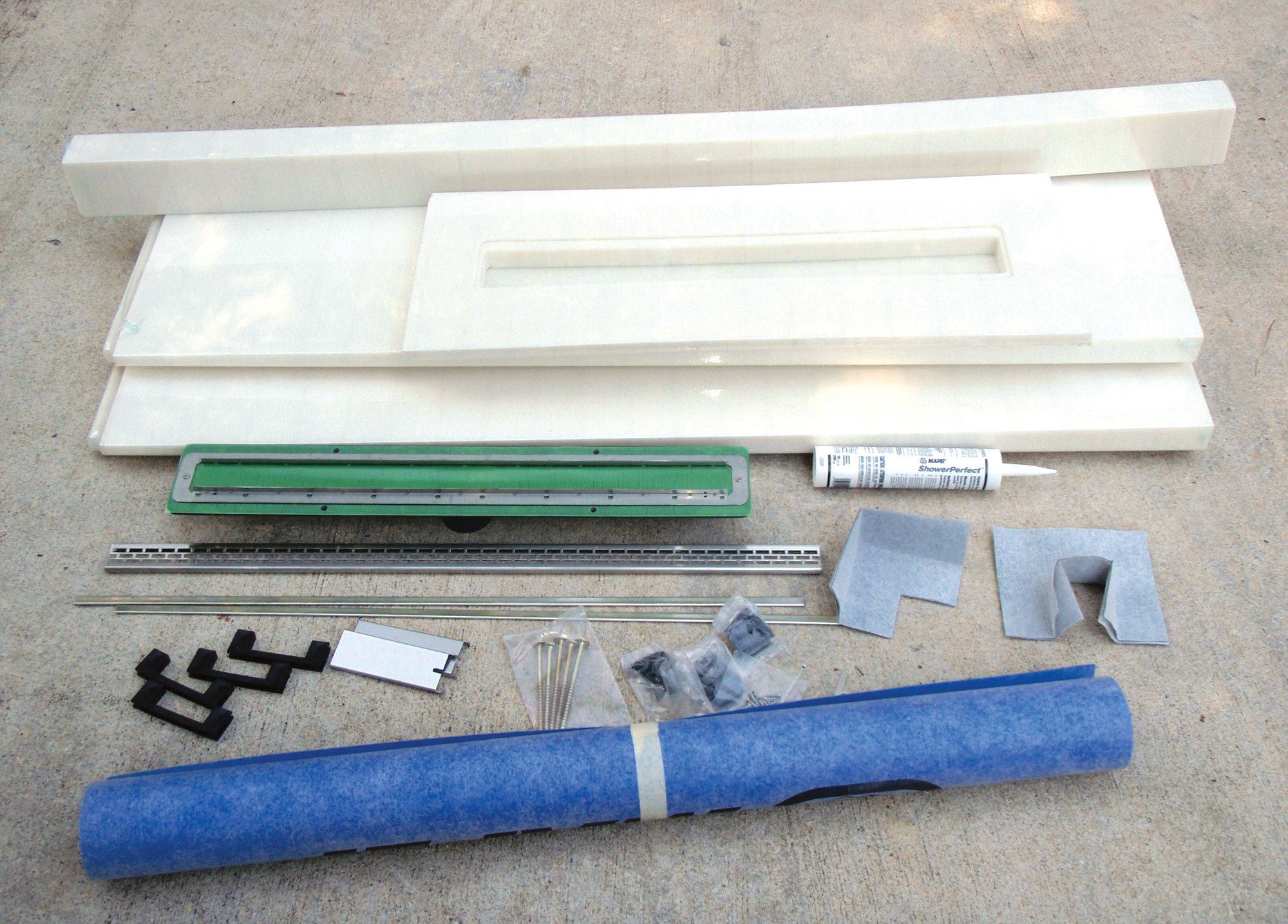 Lineup of Linear Shower Drains