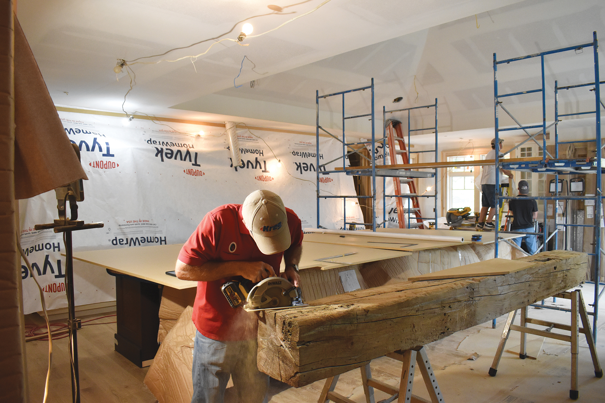 Adding Hand-Hewn Beams to a Finished Ceiling