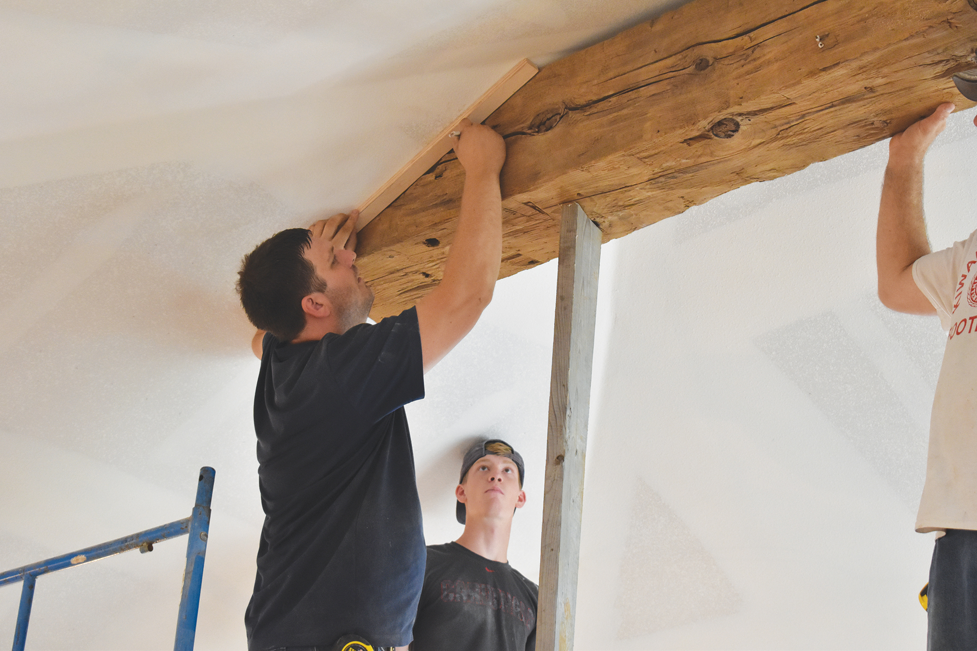 Adding Hand-Hewn Beams to a Finished Ceiling