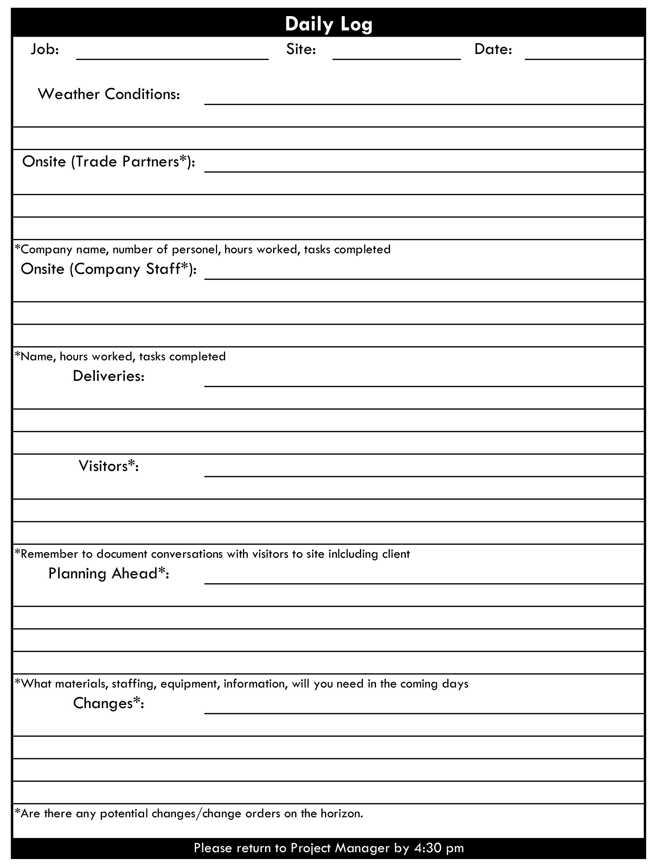 Using a Daily Log to Streamline Production